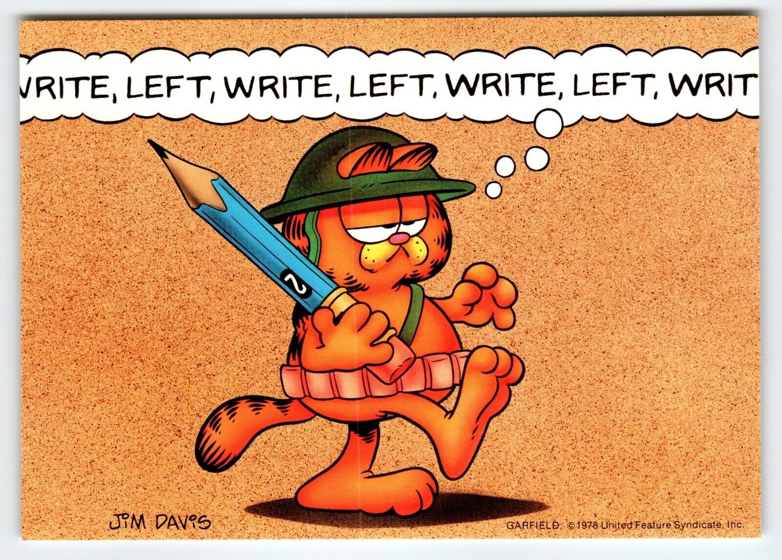 Garfield Cat Postcard Soldier Hat Jim Davis Comic Orange Tabby 1978 ...