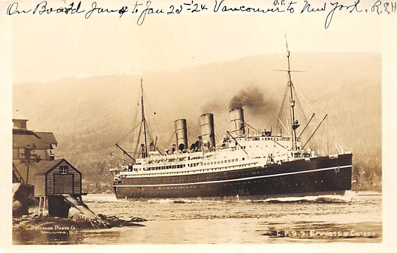 SS Empress of Canada Canadian Pacific Steamship Co Ship Writing on back ...