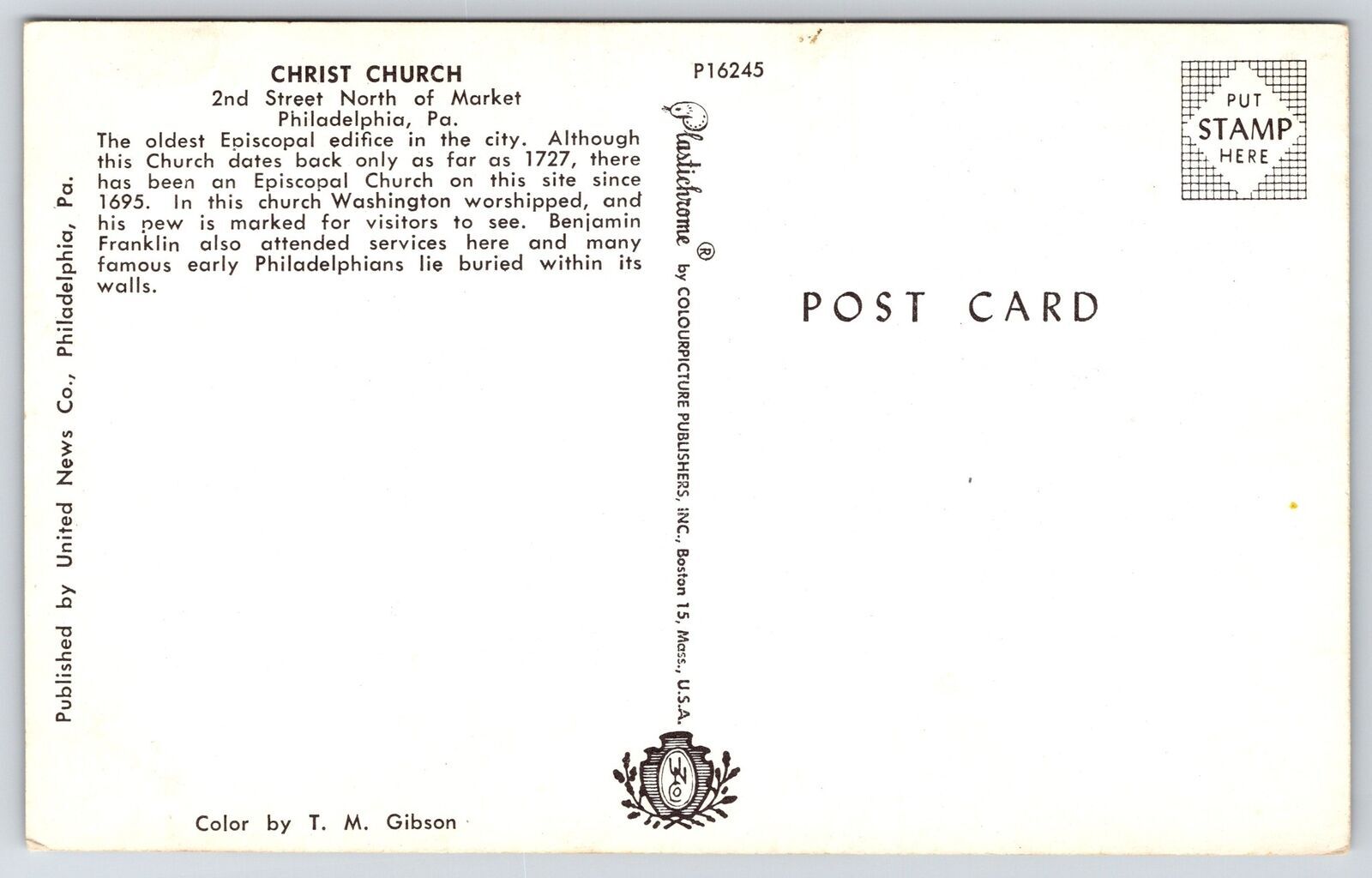 Vintage Postcard Oldest Episcopal Christ Church Philadelphia ...