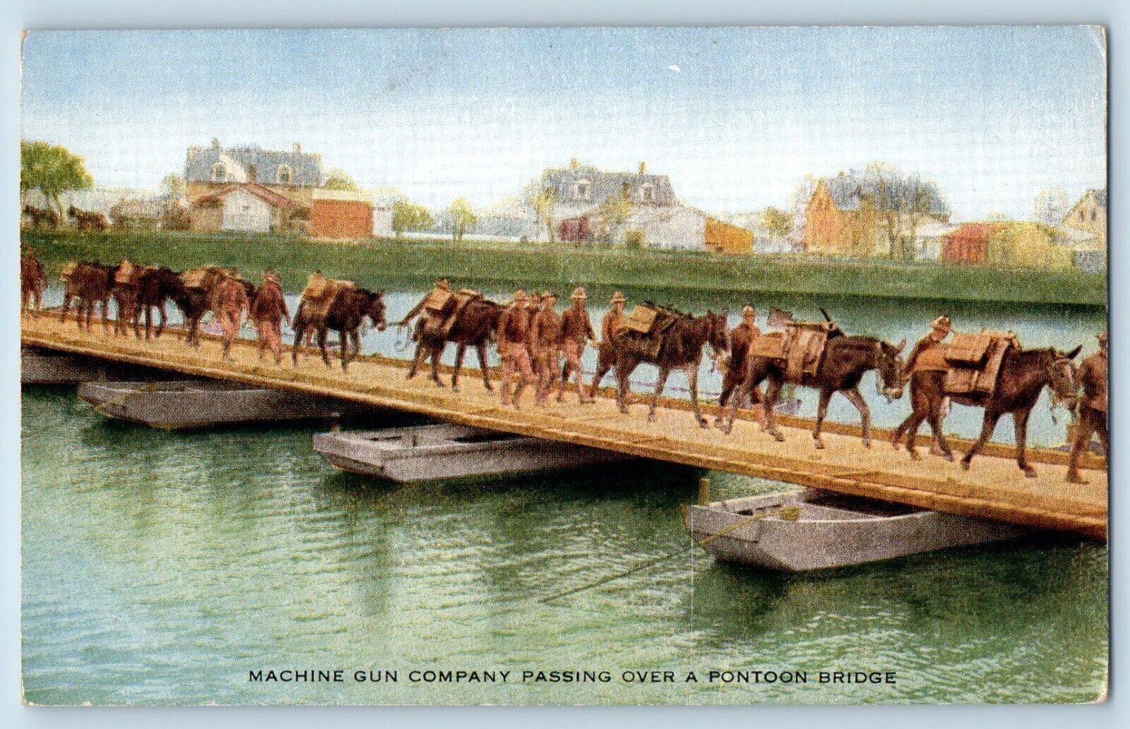 Machine Gun Postcard Company Passing Over A Pontoon Bridge Built By US ...