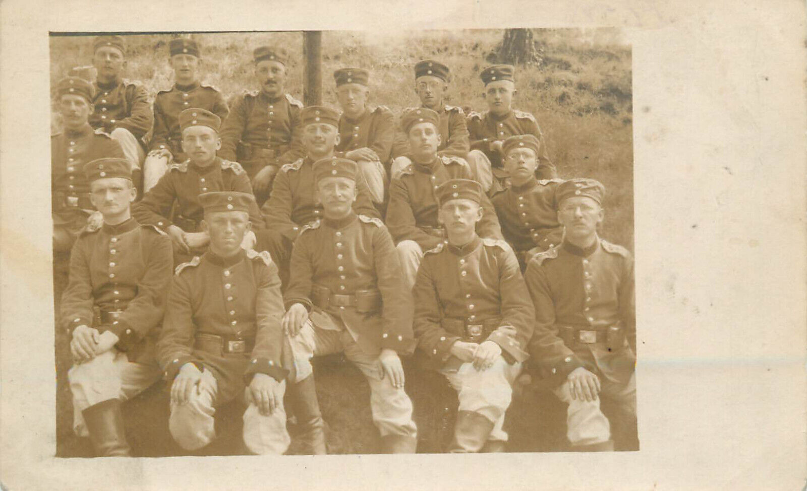 German army regiment group photo military uniforms postcard ww1 ...