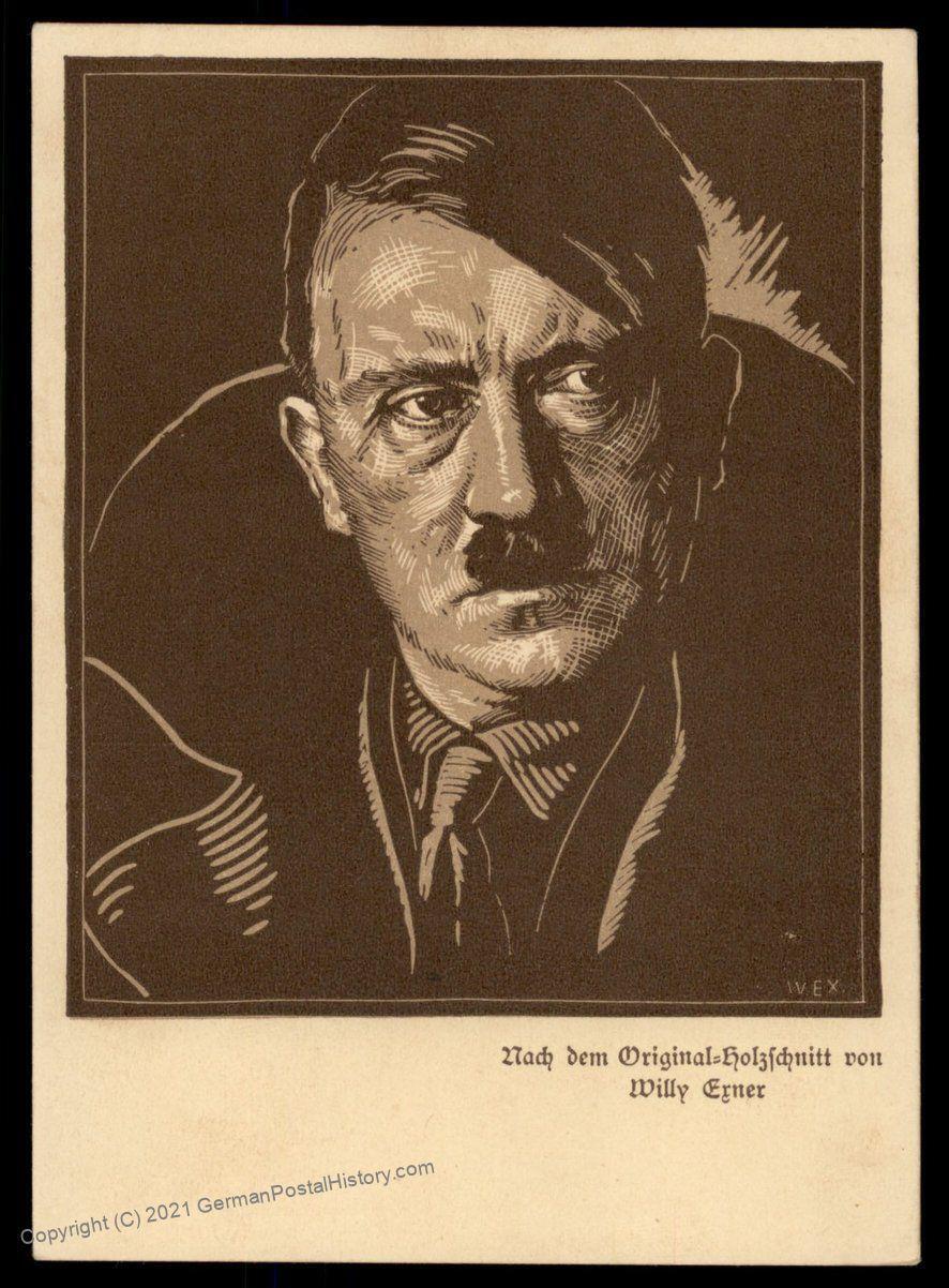 3rd Reich Germany Adolf Hitler Portrait Postcard Willy Erner ...