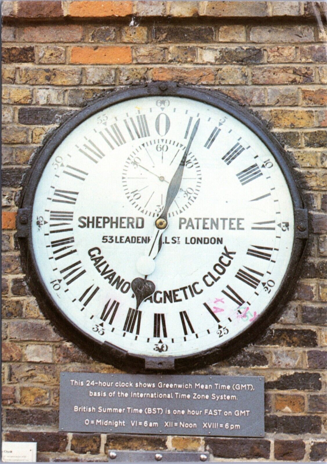 Postcard UK London - 24-hour public clock at Old Royal Observatory ...