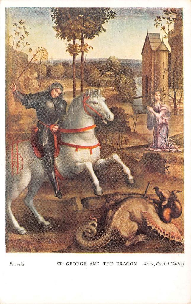 ST George Slaying the Dragon Rome Italy Corsini ART Gallery Postcard (C ...