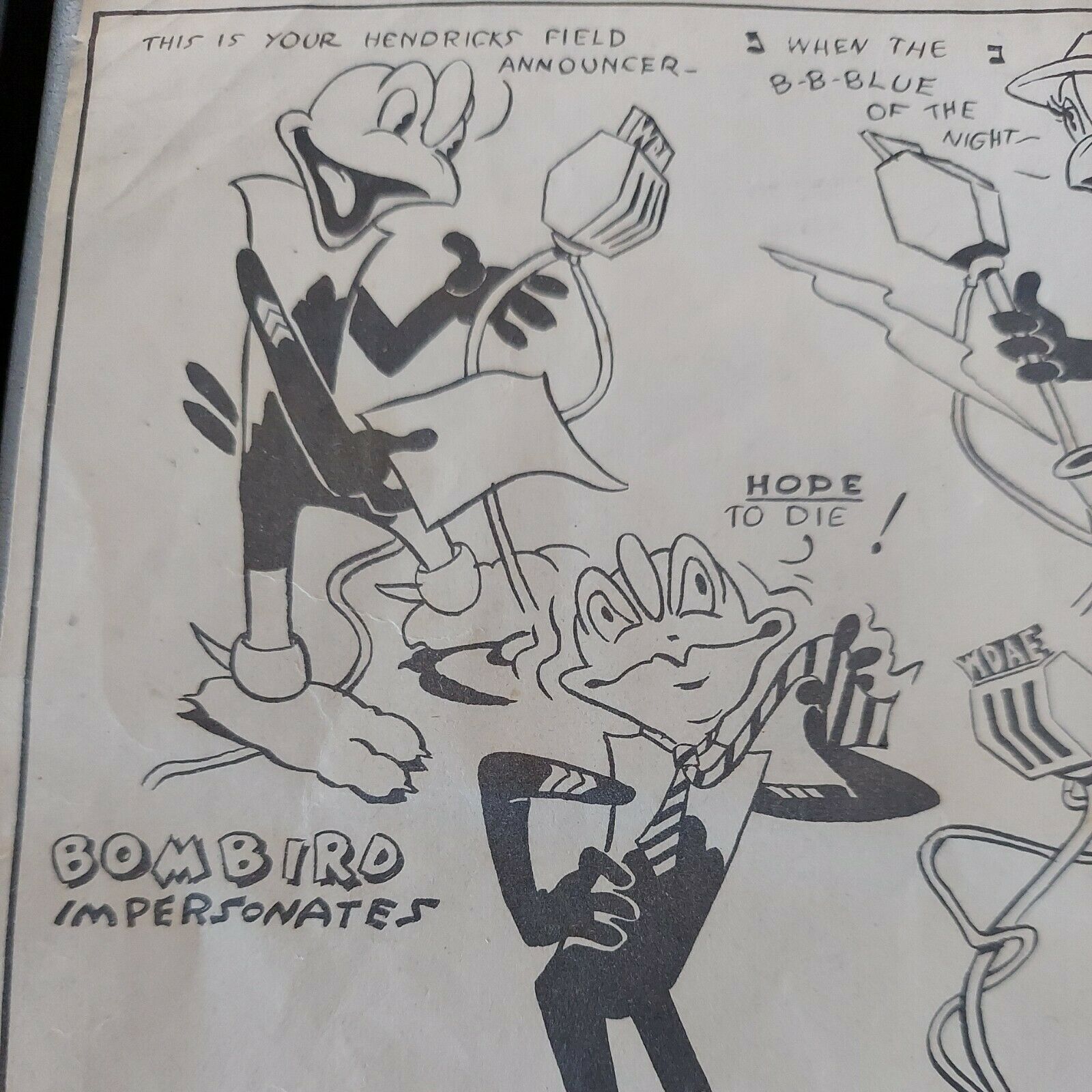 2 Pages Bombird Cartoon Old Radio Microphone WW2 Hendricks HiLife Mens ...