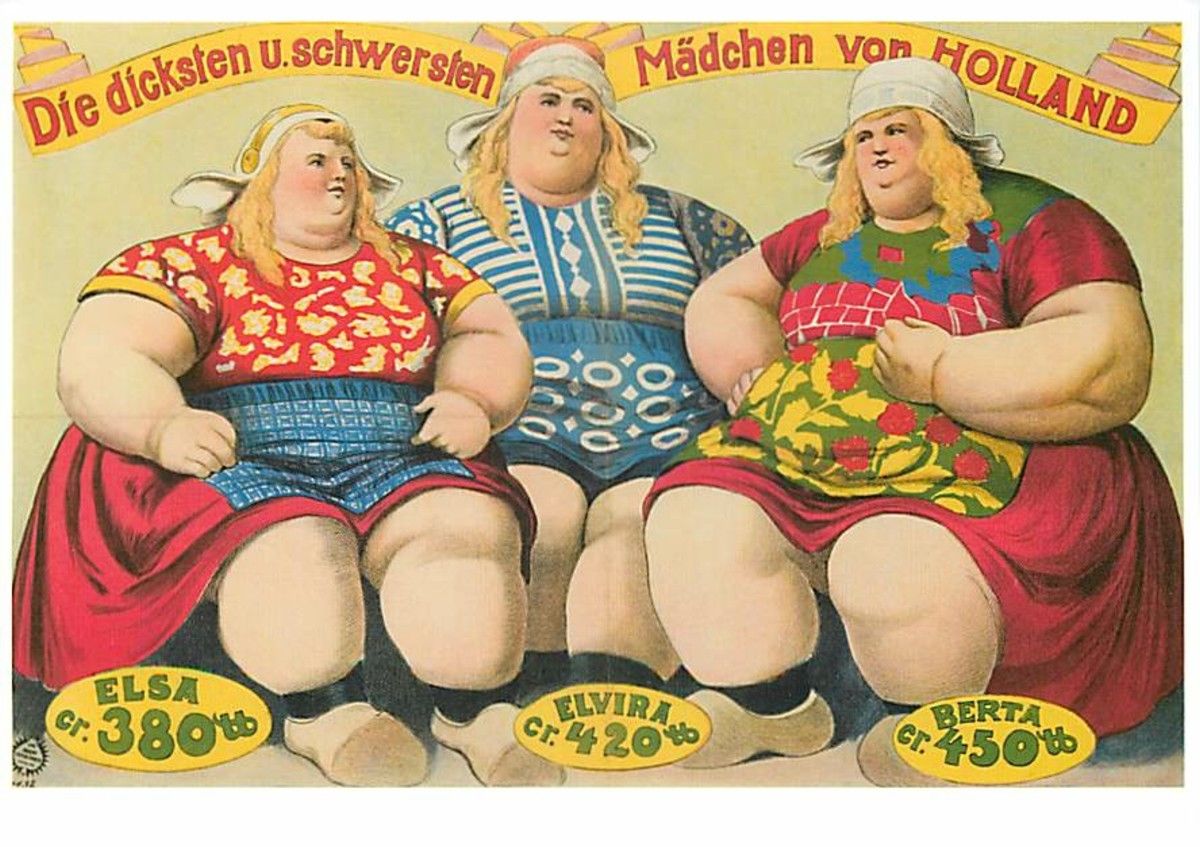 Elsa Elvira and Berta Fat Lady Sideshow Freak Women Modern Postcard ...