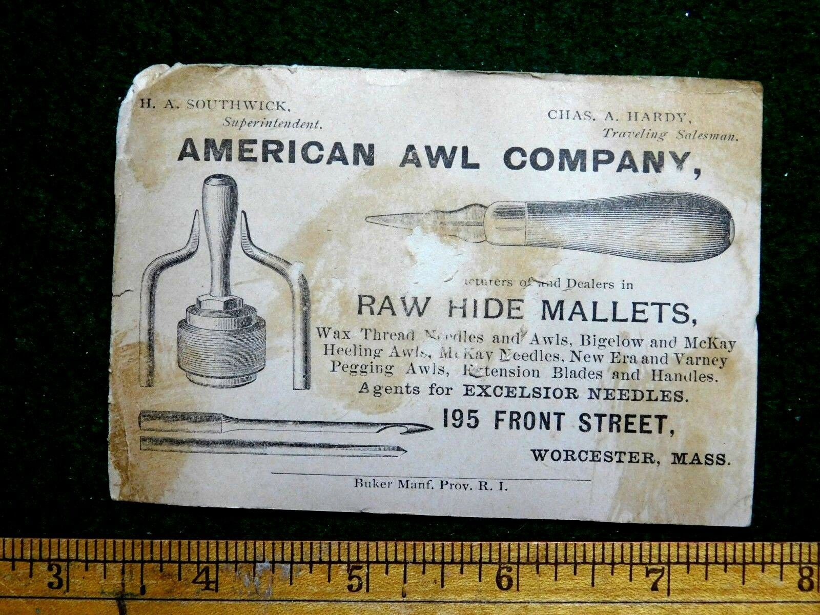 1870s-80s Lovely Girl, American Awl Company Raw Hide Mallets Victorian ...