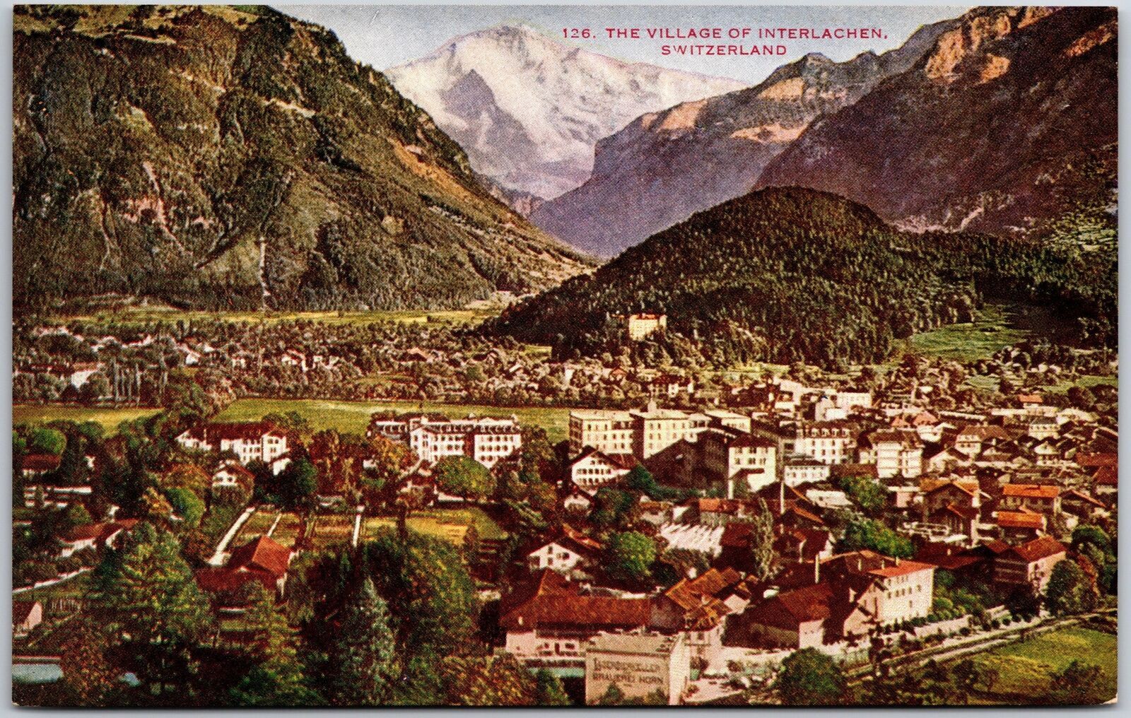 The Village of Interlachen Switzerland Mountain Alps Buildings Houses ...