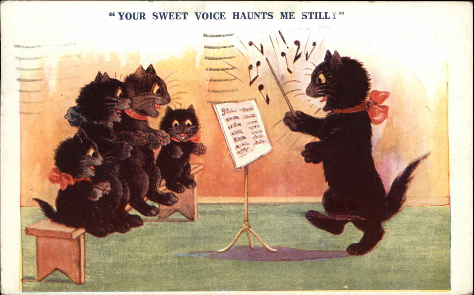 Bamforth Black Cats Comic Cat Conductor Kittens Singing Vintage ...