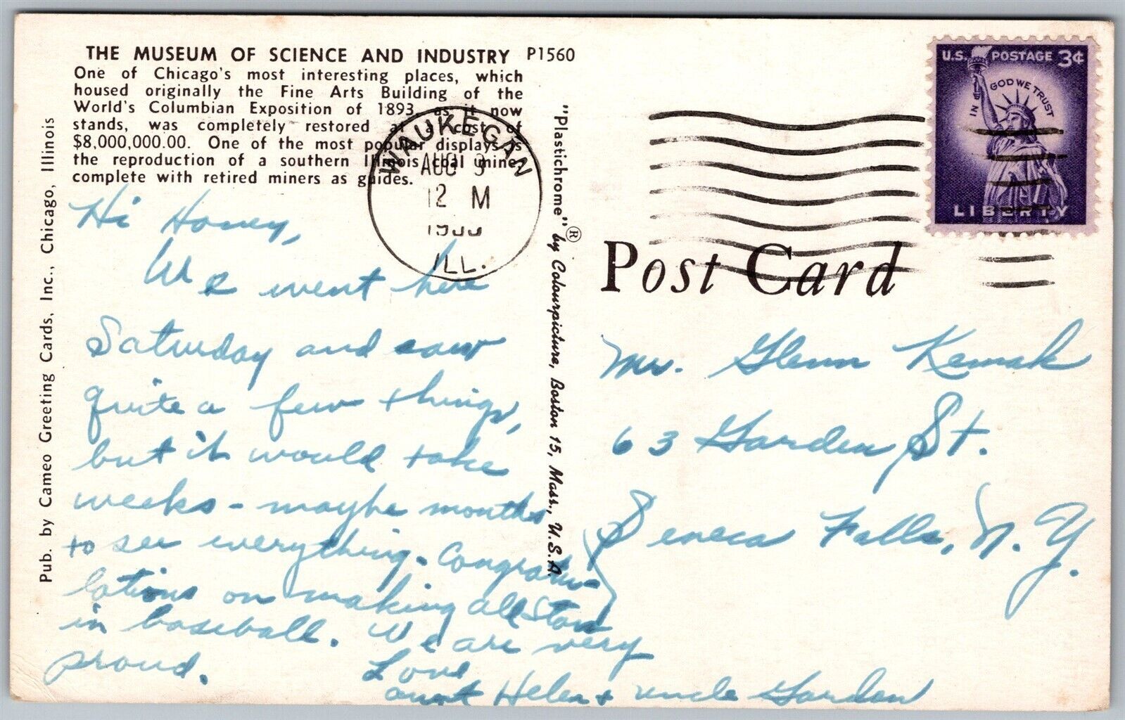 Vtg Chicago Illinois IL Museum of Science and Industry 1950s View ...