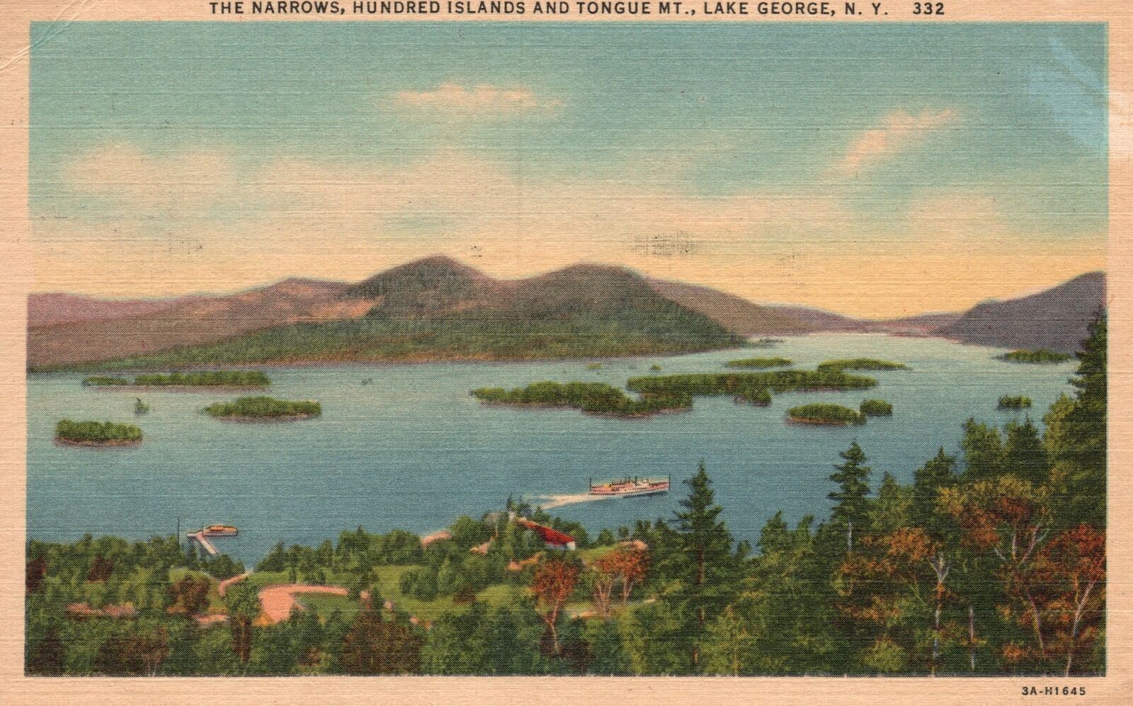 Vintage Postcard 1955 Narrows Hundred Islands & Tongue Mt. Lake George ...