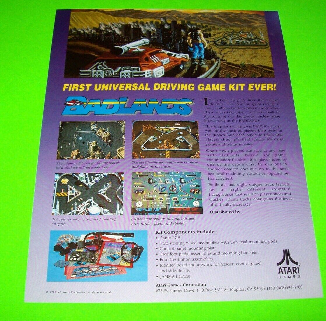 Badlands Atari Arcade FLYER Original 1989 NOS Retro Video Game Art ...