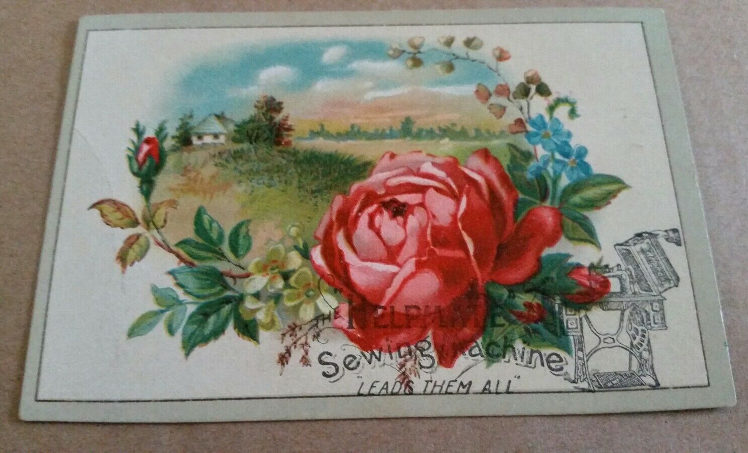Vintage Trade Card The Helpmate Sewing Machine Leads Them All ...