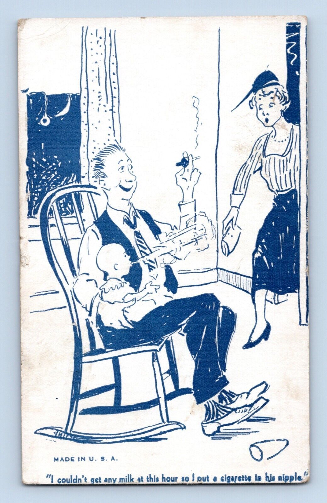 Comic Teaching a Baby to Smoke Cigarettes Domestic Humor Arcade Card ...