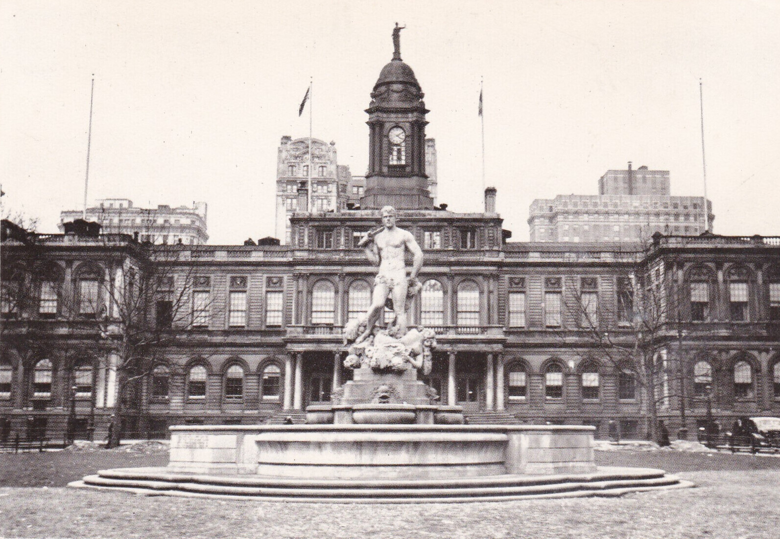 New York City City Hall Circa 1928 With The Statue Of Civic Virtue ...