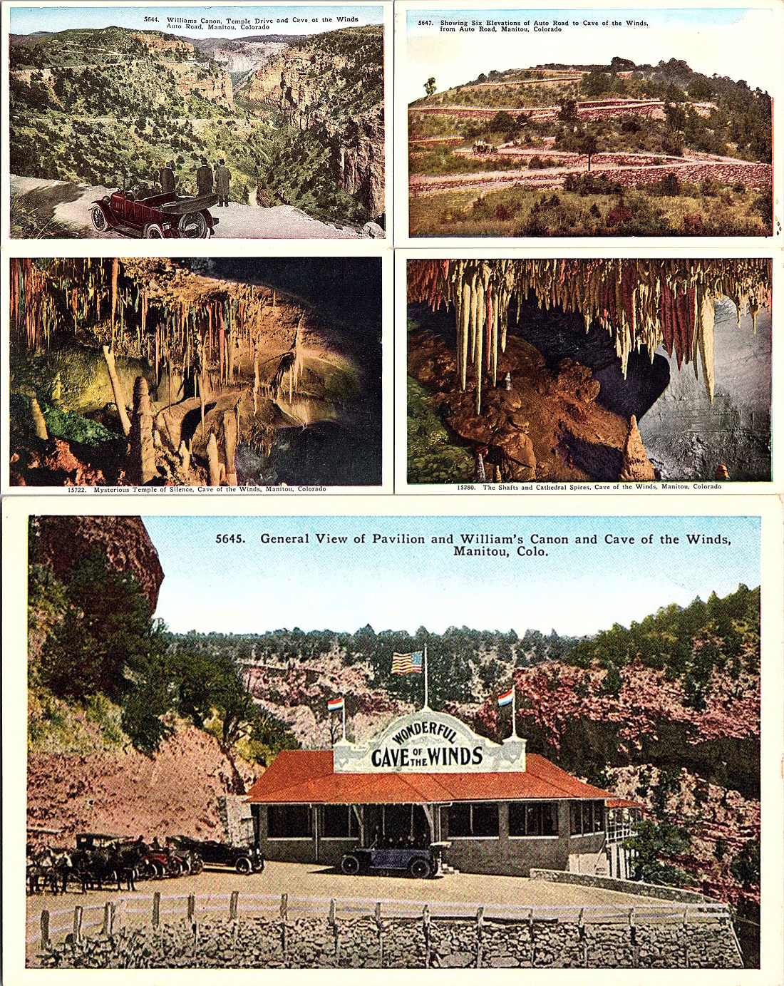Lot of (5) Cave of the Winds Manitou Colorado Postcards Standard View ...