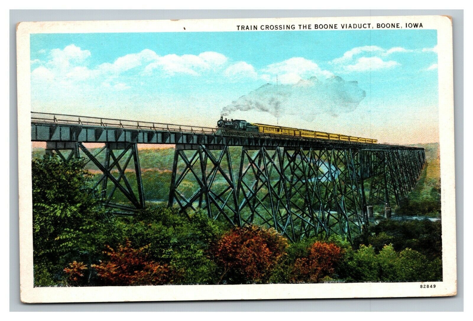 Vintage 1920's Postcard Train Crossing the Boon Viaduct in Boone Iowa ...