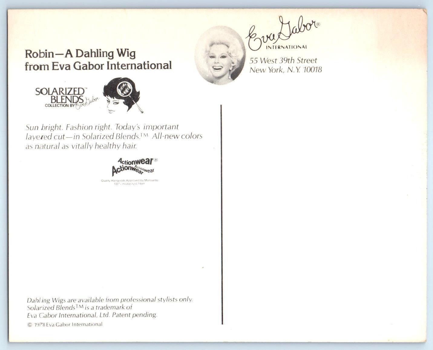 2 Postcards DAHLING WIGS by EVA GABOR Advertising "Robin" "Shelly" 1978 ...