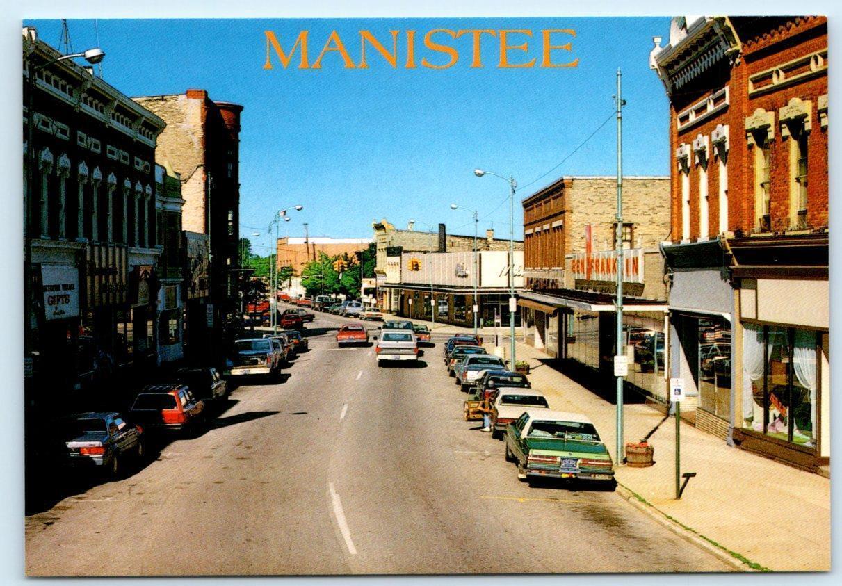 3 Postcards MANISTEE, MI ~ Aerial View DOWNTOWN STREET SCENE Harbor 4 ...