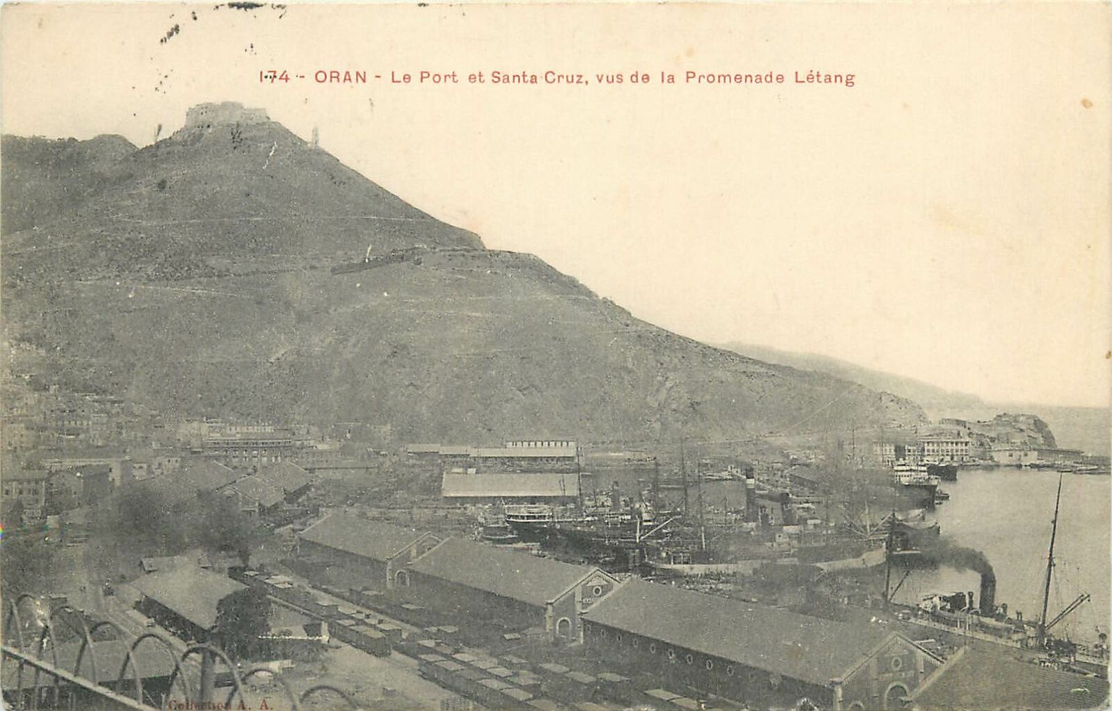 Algeria Postcard Oran Santa Cruz Harbor seen from Letang promenade ...