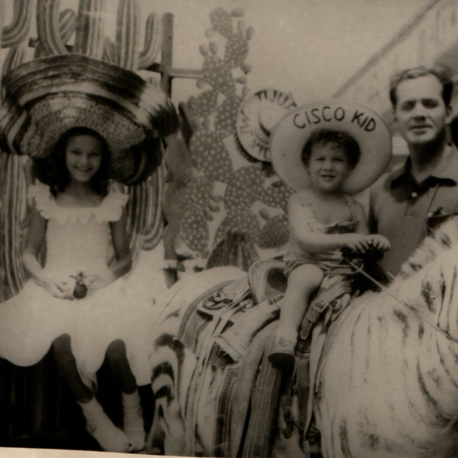 c1950s Tijuana Mexico Family Tourists RPPC Cisco Kid Boy Zebra Donkey ...