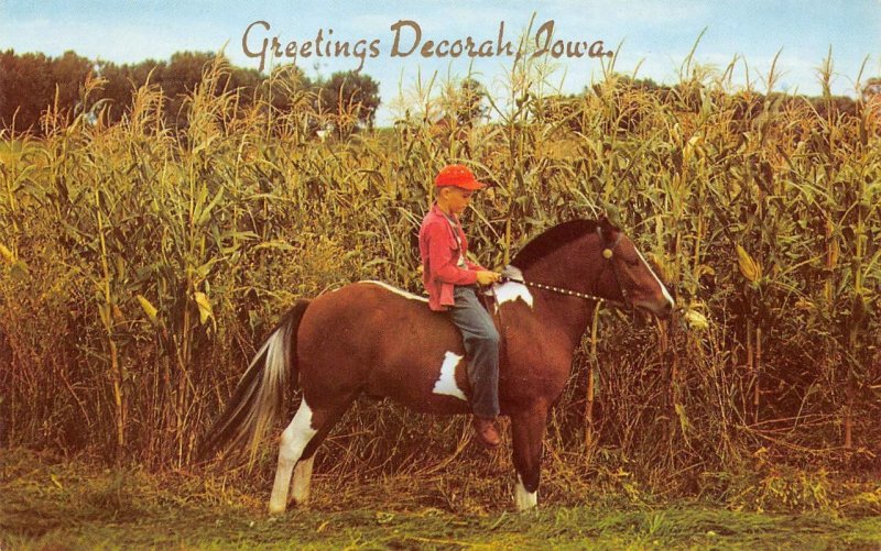 Decorah, Iowa Greetings Boy Riding Horse 1961 Vintage Postcard | United ...