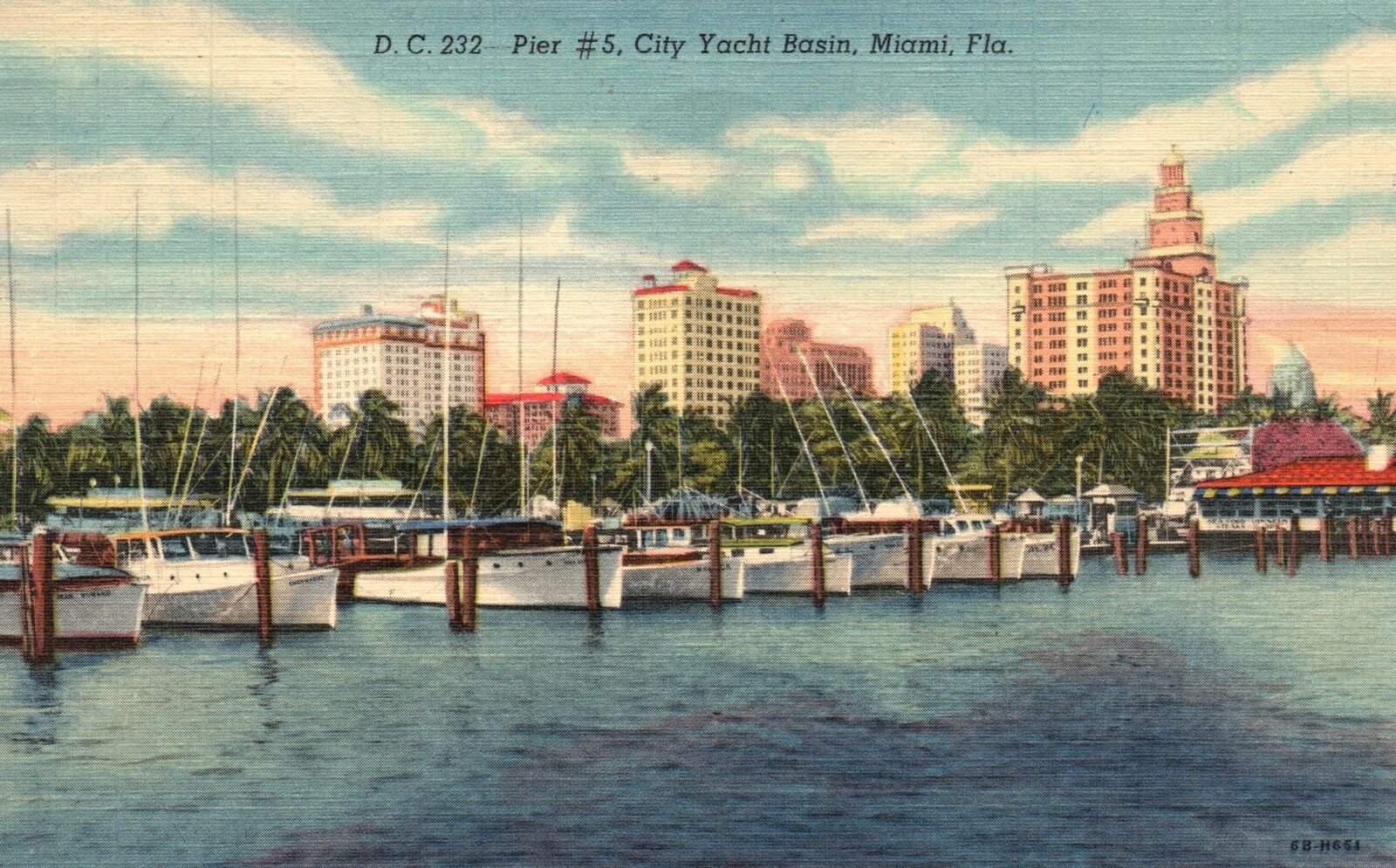 Vintage Postcard 1951 Pier City Trees Yacht Basin Waterfront Miami ...