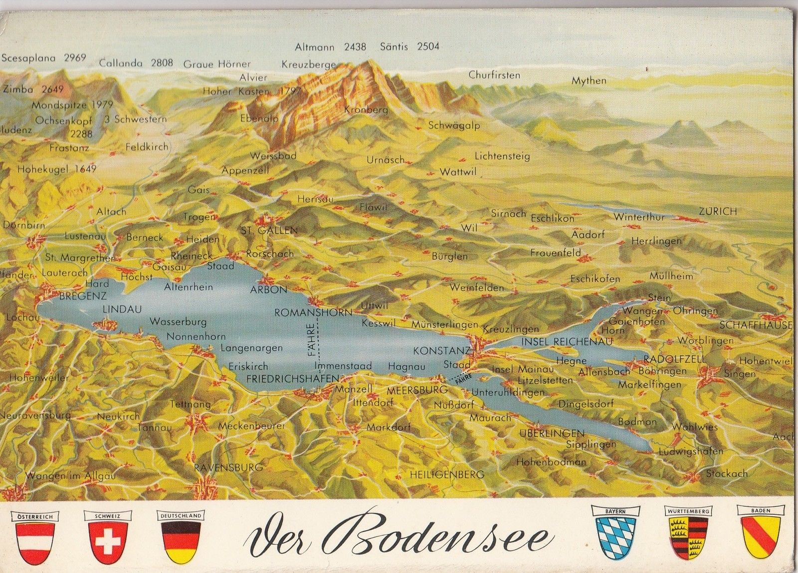 BF30850 der bodensee map cartes geographiques germany front/back image ...