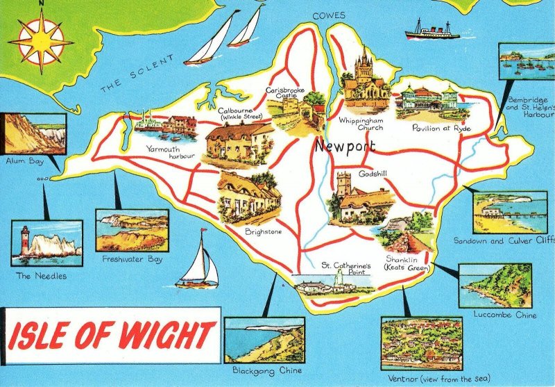 (ai07) Pictorial Map of the Isle of Wight | Europe - United Kingdom ...