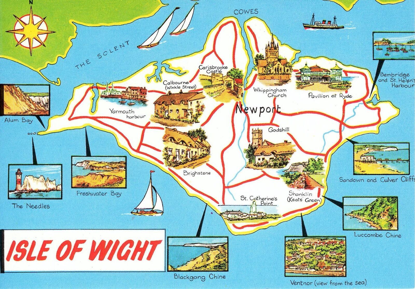 (ai07) Pictorial Map of the Isle of Wight | Europe - United Kingdom ...