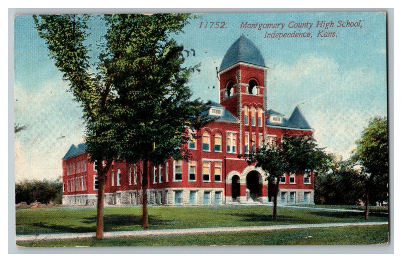 1913 Postcard Montgomery Co. High School Independence KS Vtg. Standard ...