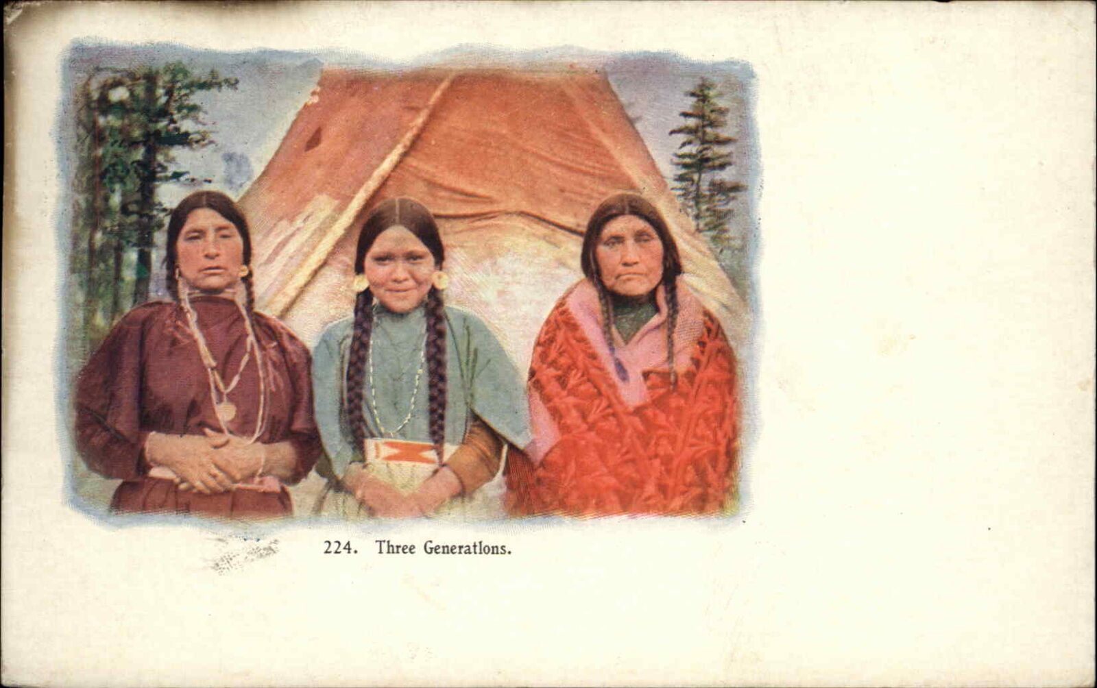 3 Generations of Native American Indian Women c1910 Embossed Postcard ...
