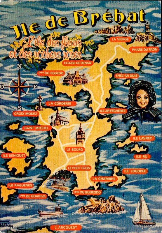 CE1038C Île de Brehat france map cartes geographiques | Europe - France ...