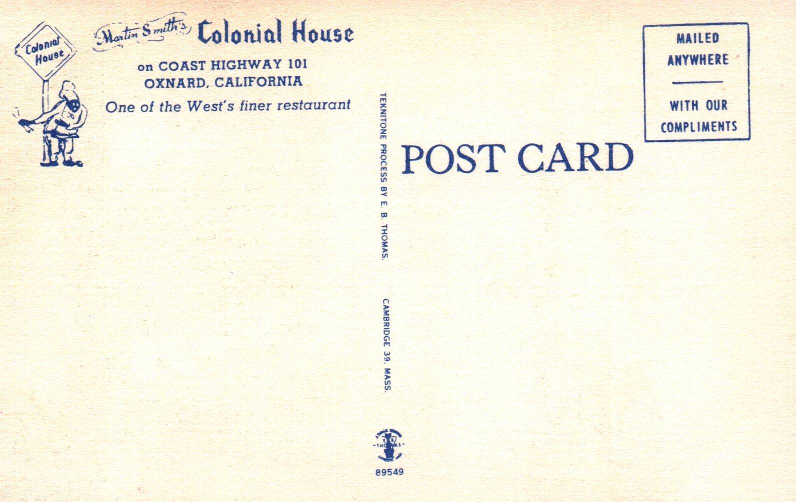 Oxnard, California - Martin Smith's Colonial House - in the 1940s ...