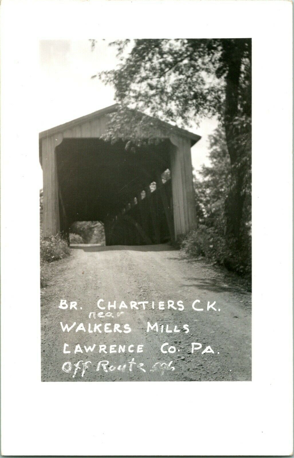 Vtg RPPC 1940s Chartiers Creek Covered Bridge Walkers Mills Lawrence Co ...