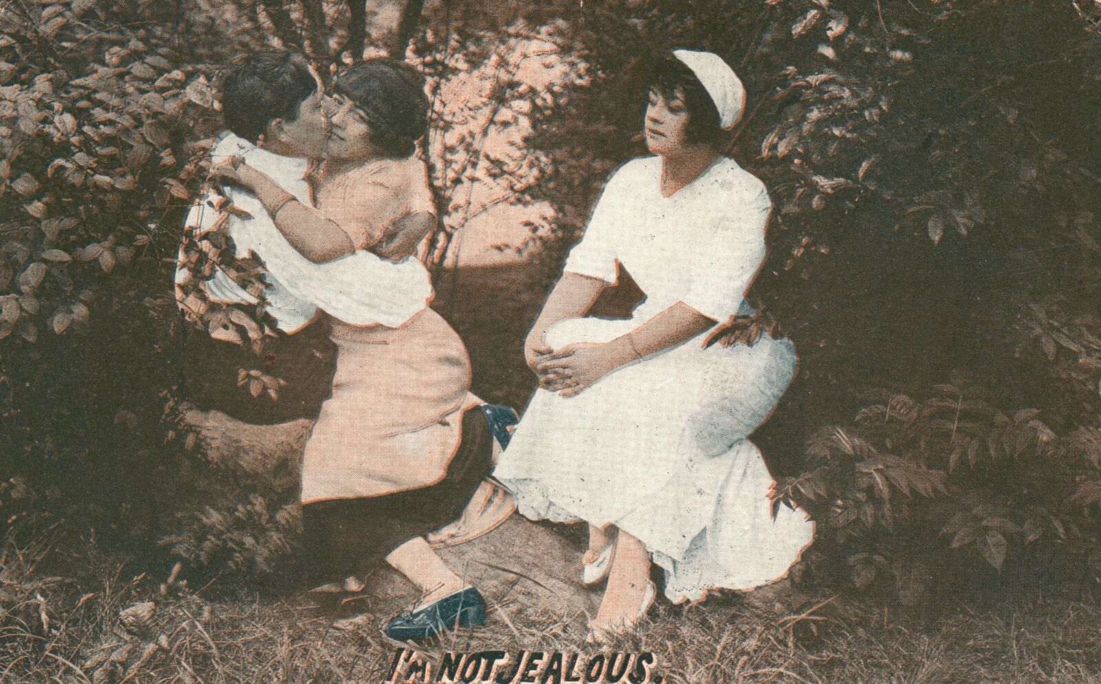 Vintage Postcard 1914 Girl Staring At Lovers Kissing Cuddling I'm Not ...