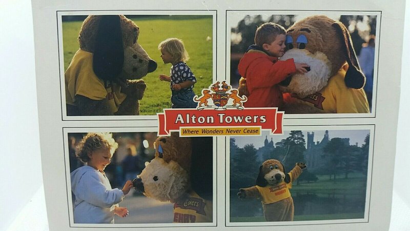 Large Vintage Postcard Alton Towers Theme Park - Children with Henry ...