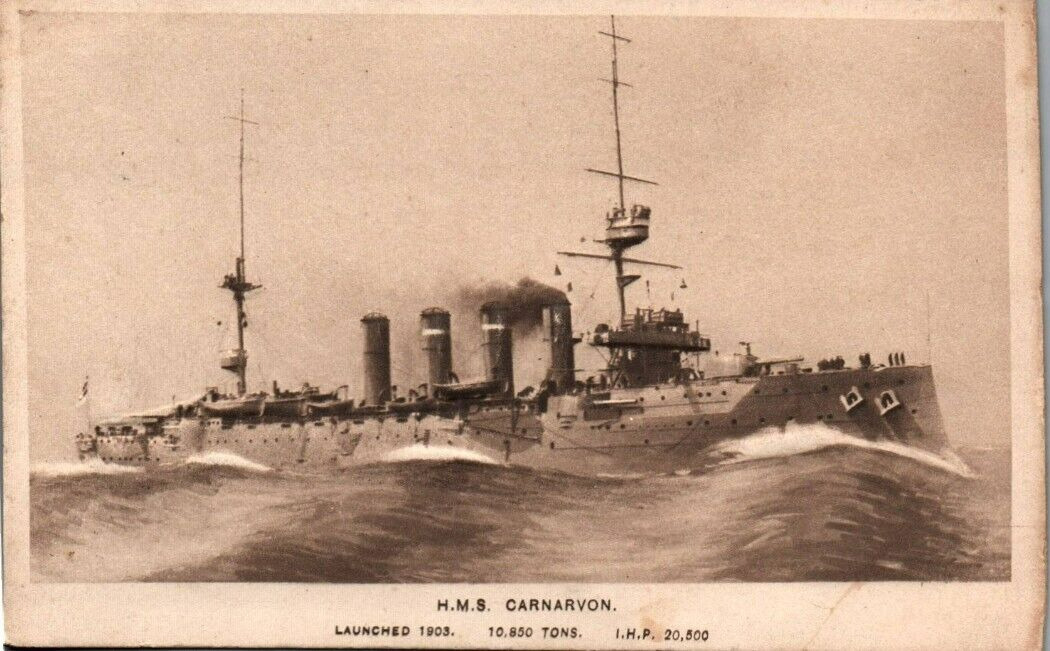 British Royal Navy RPPC Photo HMS Carnarvon Cruiser 'Bas-Relief' c ...