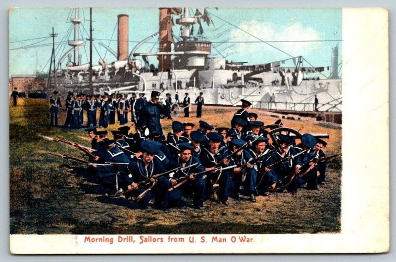 1908 US Navy Morning Drill Sailors From US Man O War Postcard | United ...