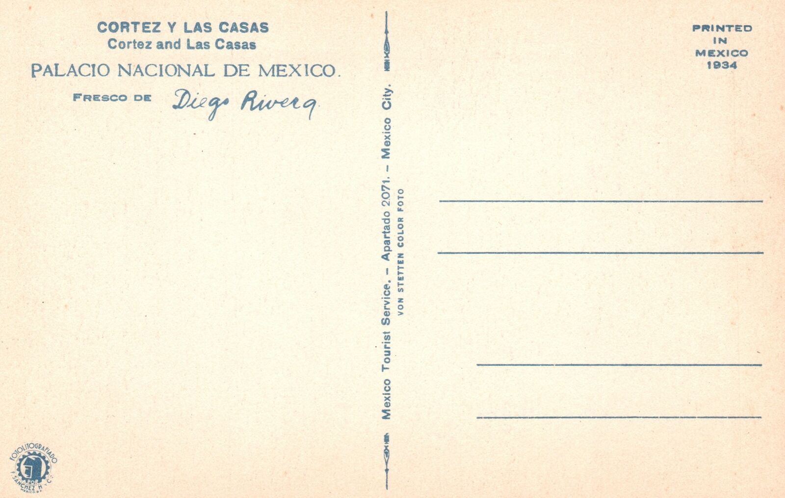 Vintage Postcard Cortez Y Las Casas Palacio National Dr. Mexico Fresco ...