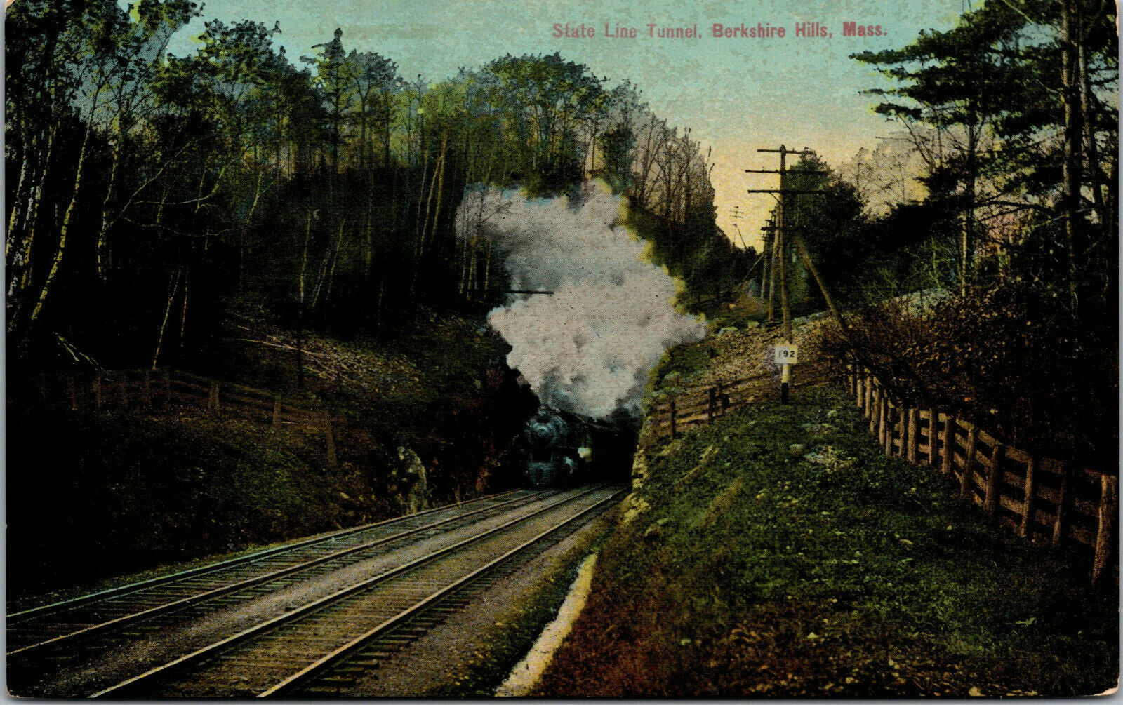 Vtg 1910 State Line Tunnel Berkshire Hills Steam Locomotive Railroad MA ...