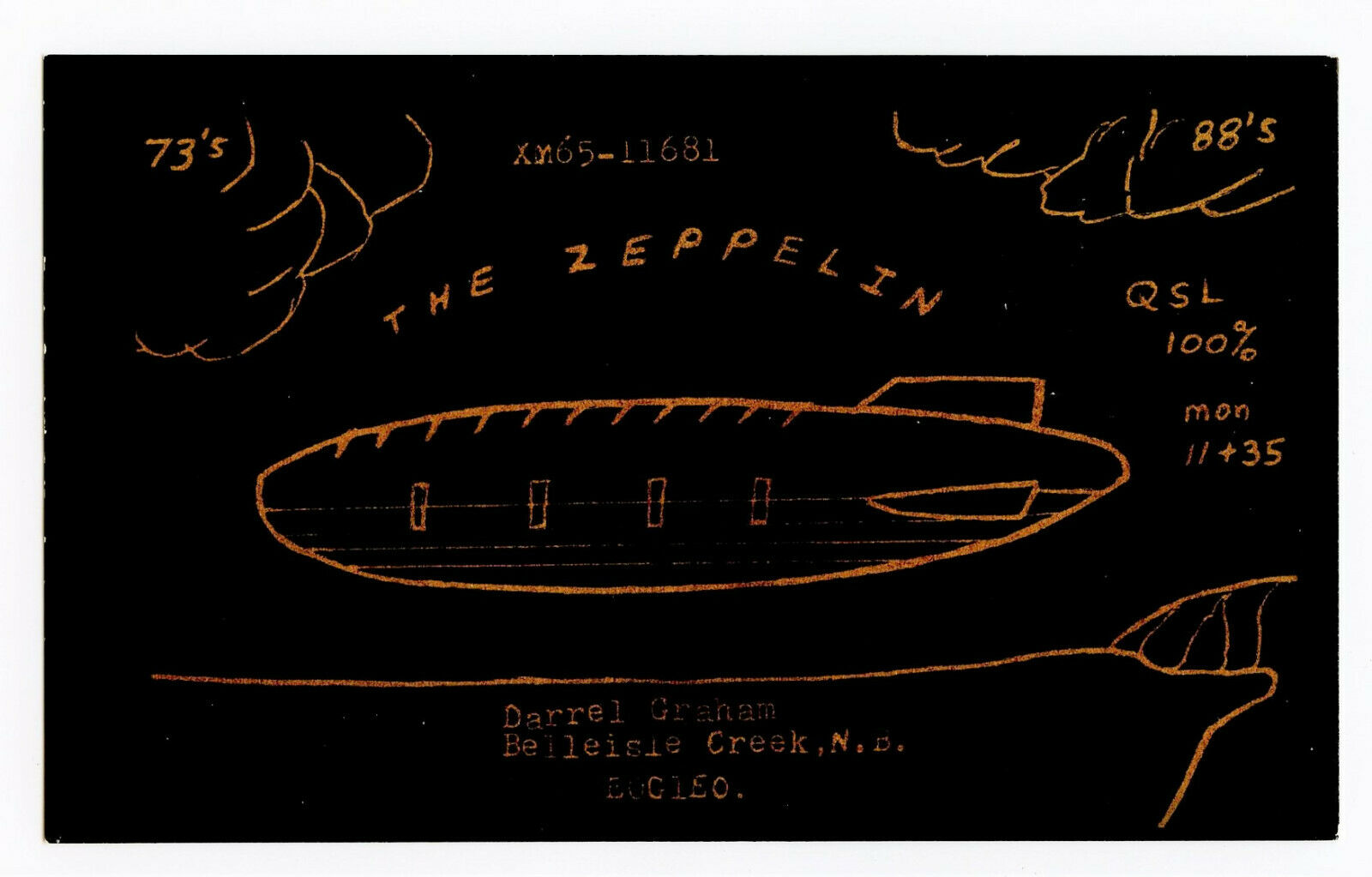 Nice Used QSL Radio Card From Belleisle Creek N. B. Canada XM65-11681 ...