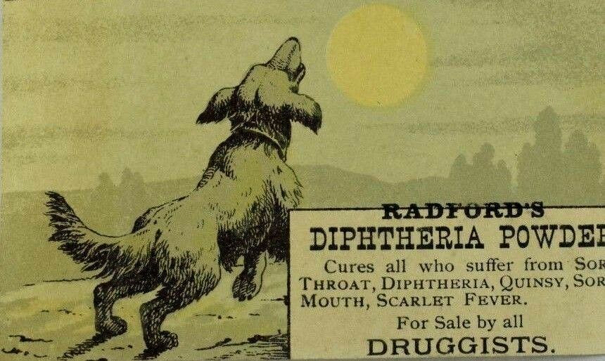 1880's-90's Radford's Diphtheria Cure-All Powder Dog Howling At Moon ...