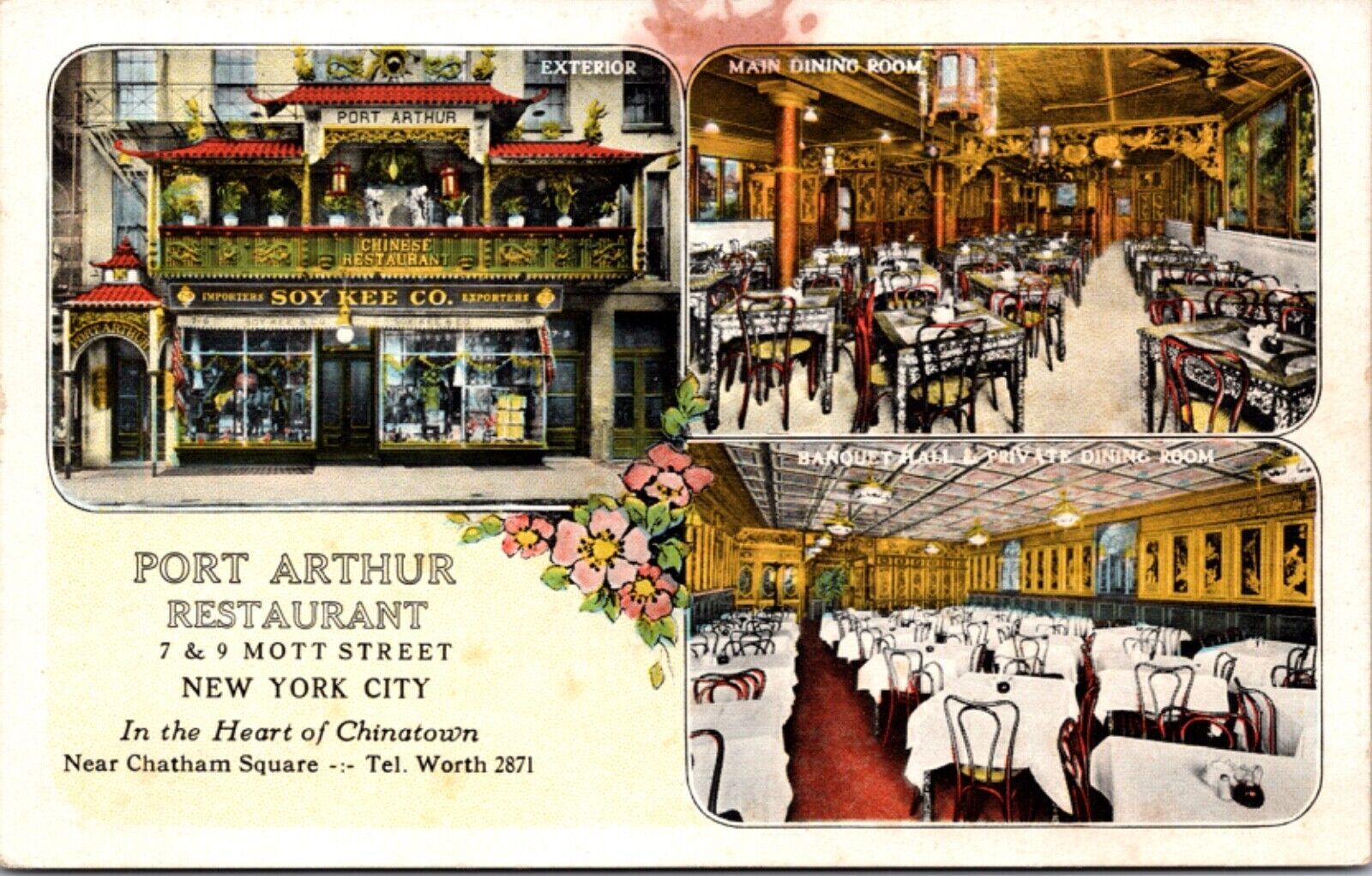 Postcard Port Arthur Chinese Restaurant 7 & 9 Mott Street New York City ...