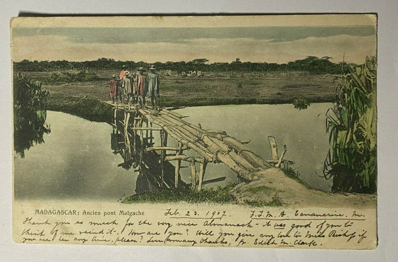 Posted 1907 Unsplit Postcard - Ancien Pont Malgache Madagascar (Kk2571 ...