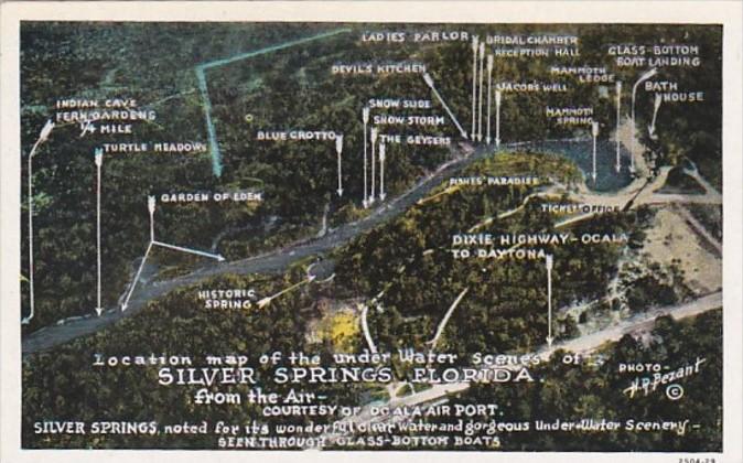 Florida Silver Springs Map Showing Location Of Under Water Scenes ...