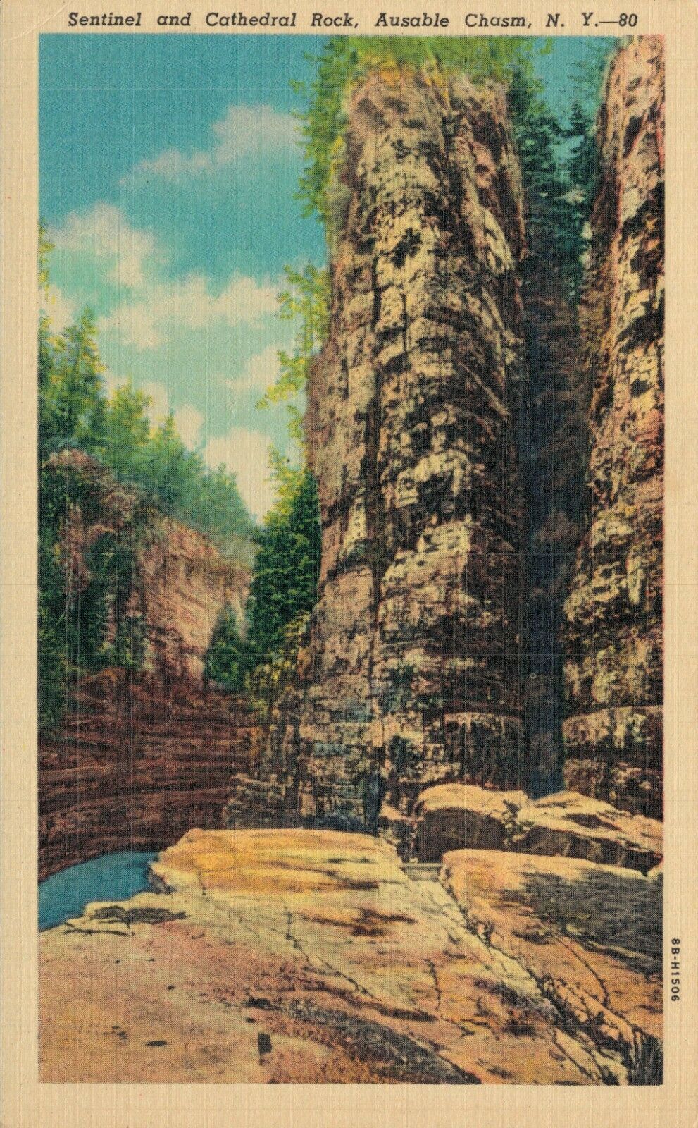 USA Sentinel and Cathedral Rock Ausable Chasm New York Linen Postcard ...