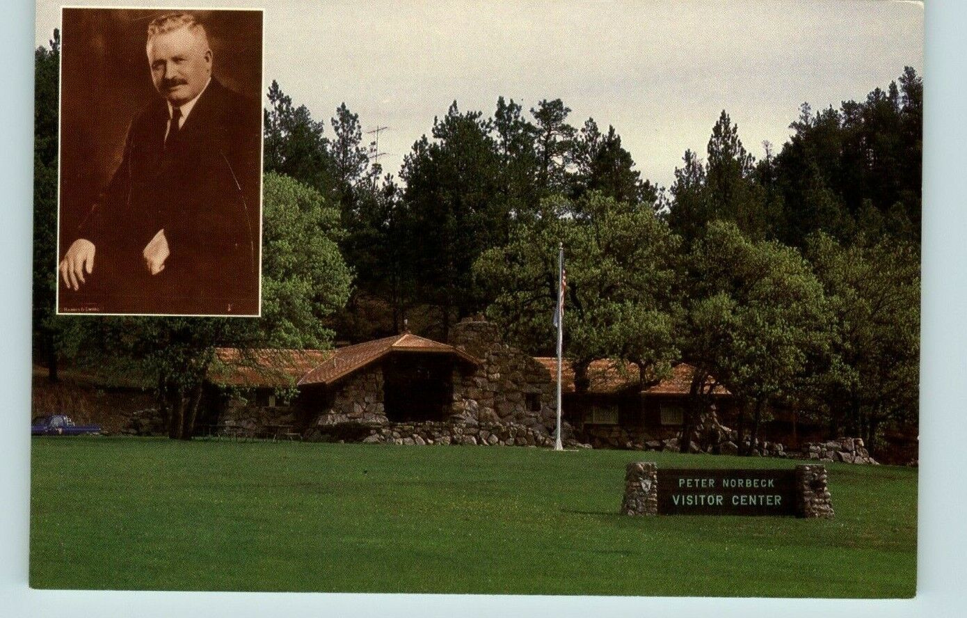 Postcard Peter Norbeck Visitor Center Custer South Dakota Made in the ...
