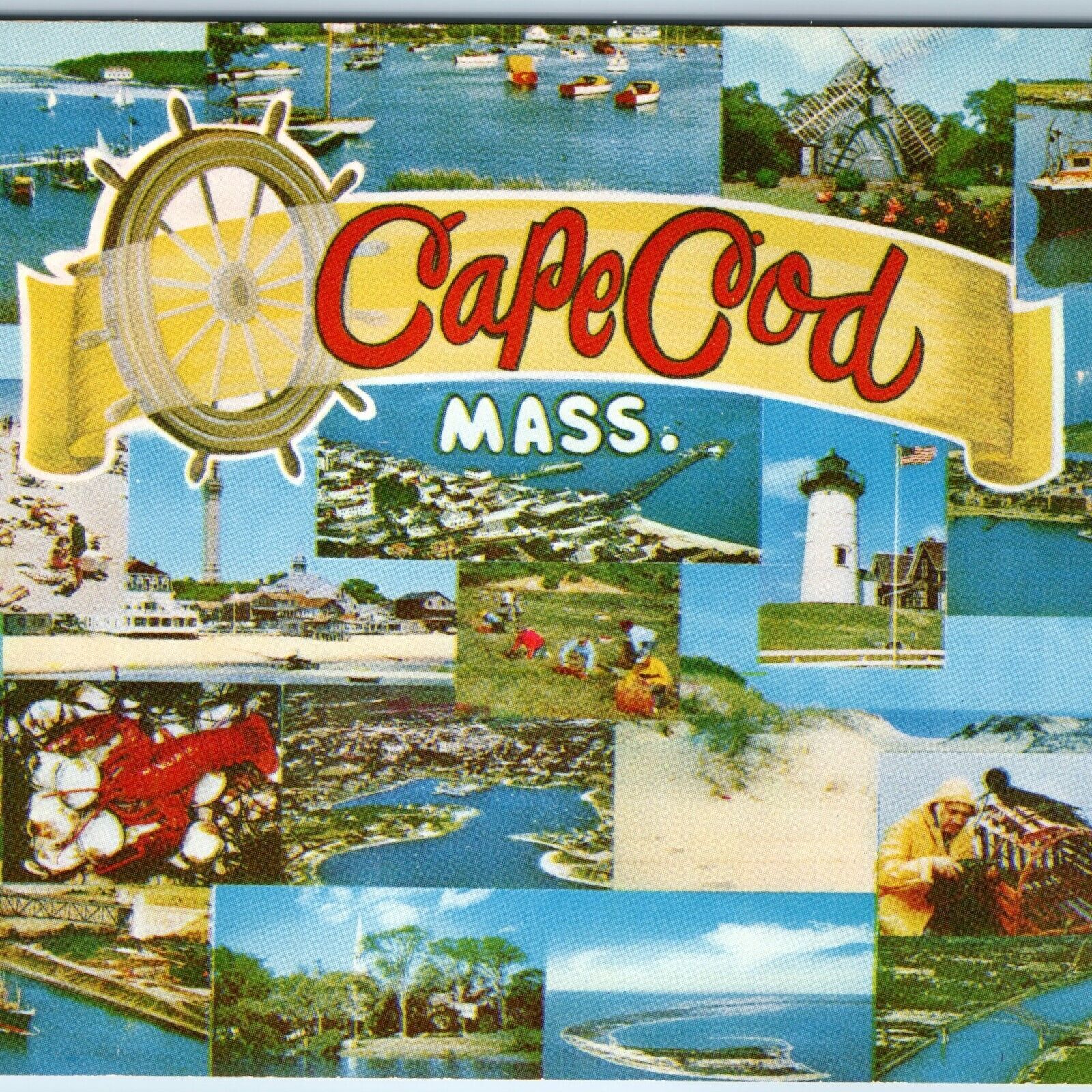 c1960s Cape Cod, Mass. Greetings Multi View Chrome Photo Collage Letter ...