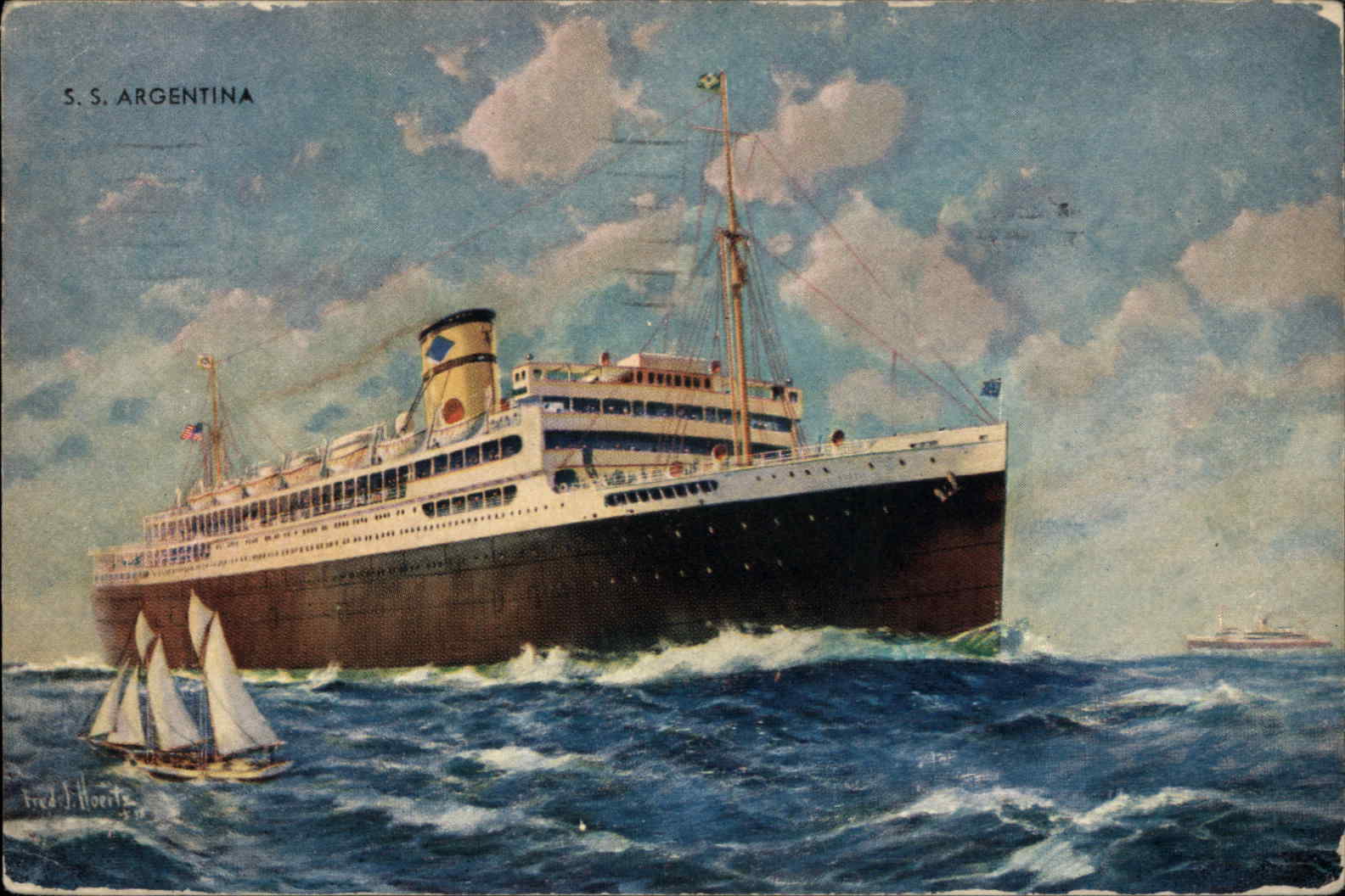 Steamship Ship SS ARGENTINA Passenger Message c1930s-40s Postcard ...